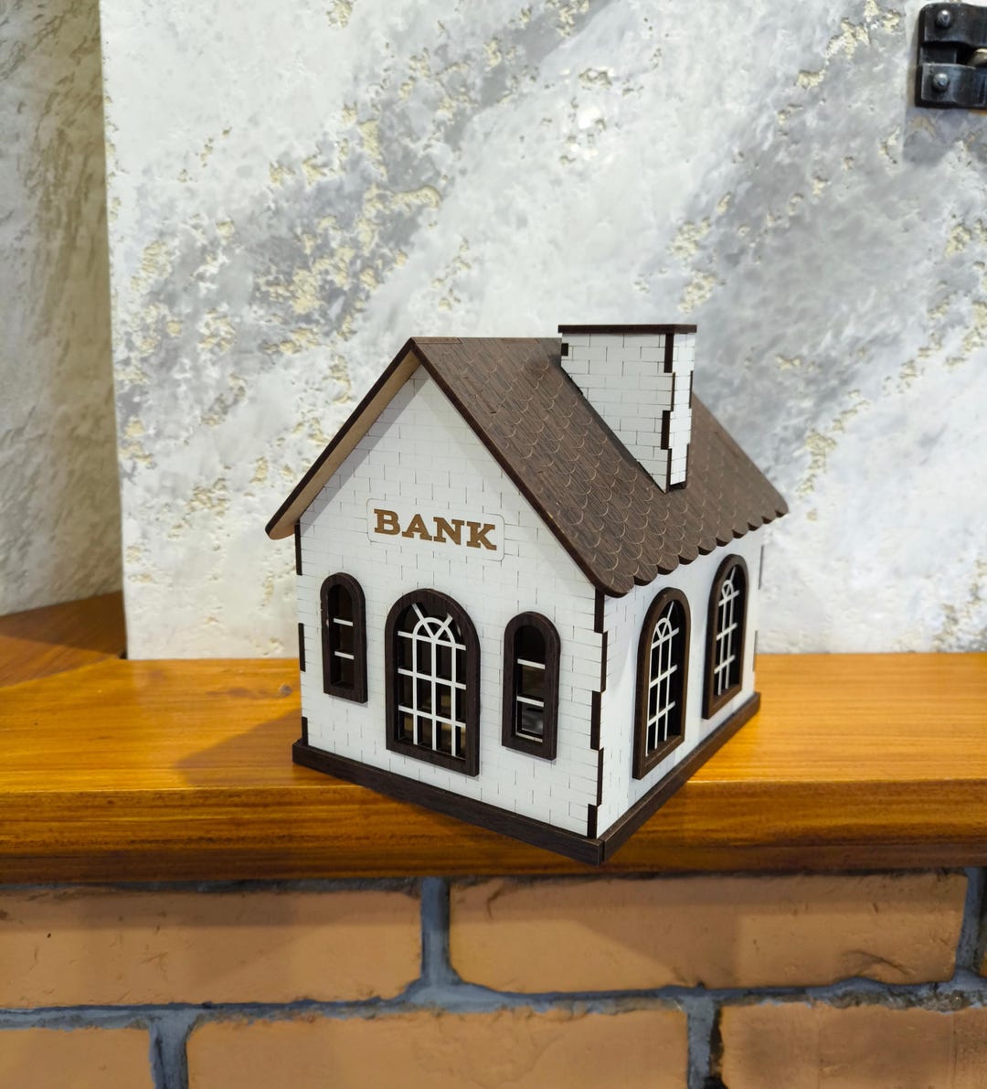 Wooden Bank Building Piggy Bank: Laser Cut Plywood Money Box - Etsy
