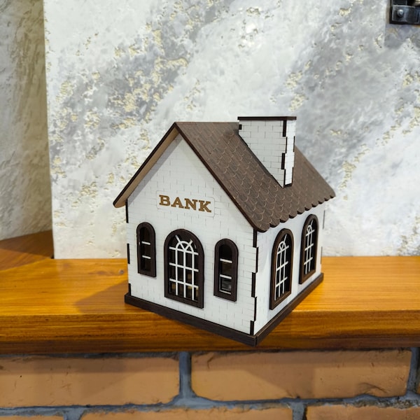 Wooden House Bank - Etsy