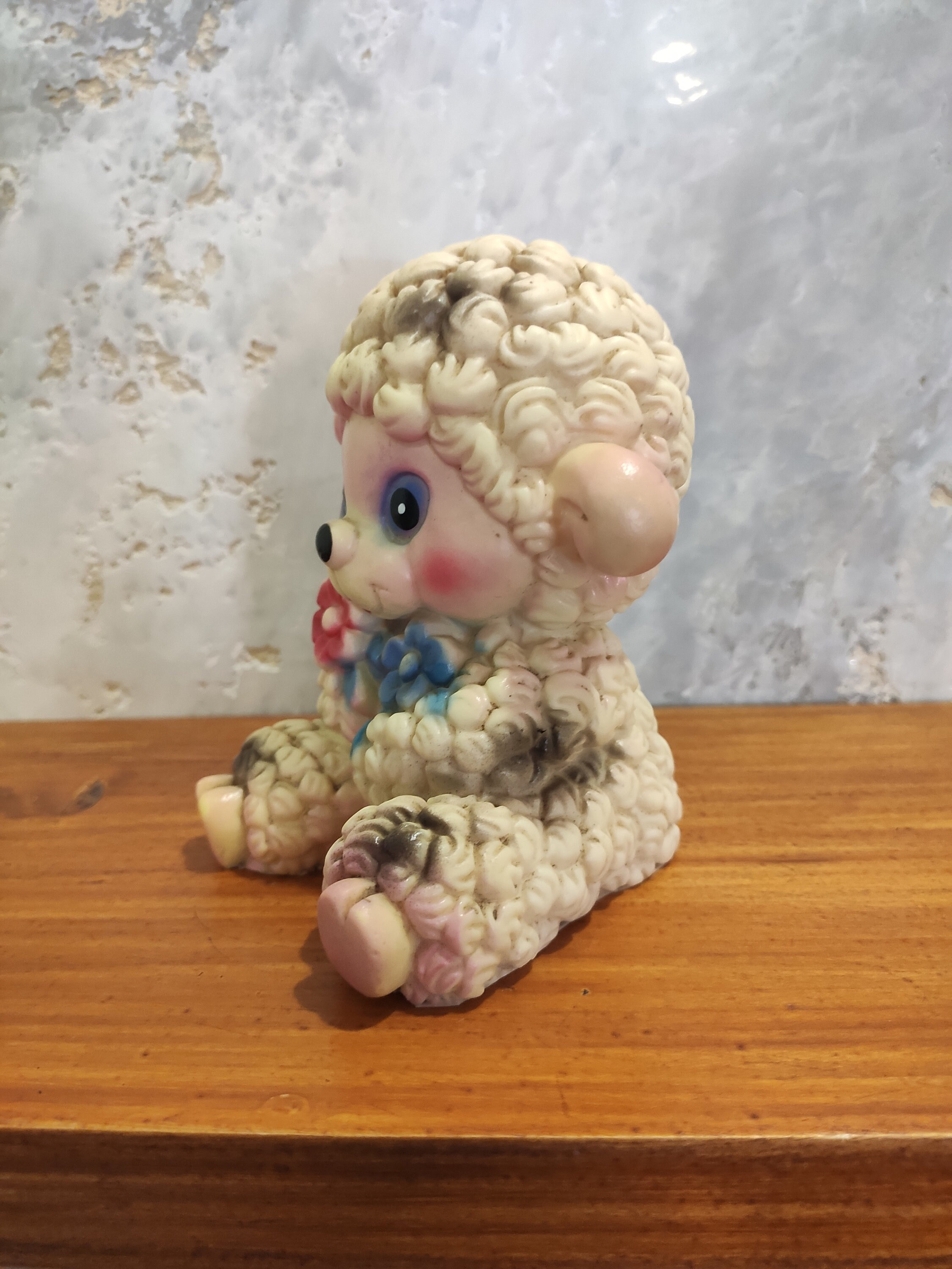 Vintage Rubber Toy 70's Cute Sheep With a Bouquet of - Etsy