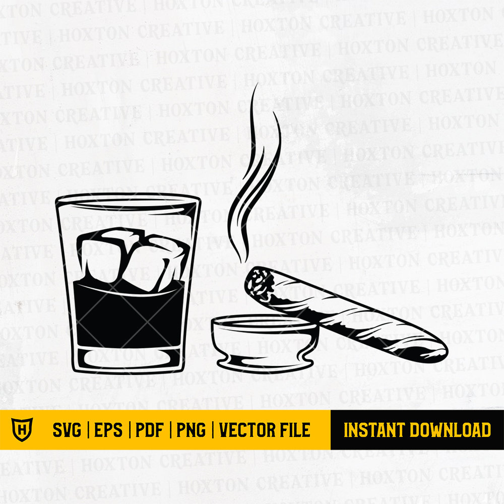 Cigar and Glass Svg Tobacco Svg Cigar Smoking Svg Cigarette Svg Whiskey ...