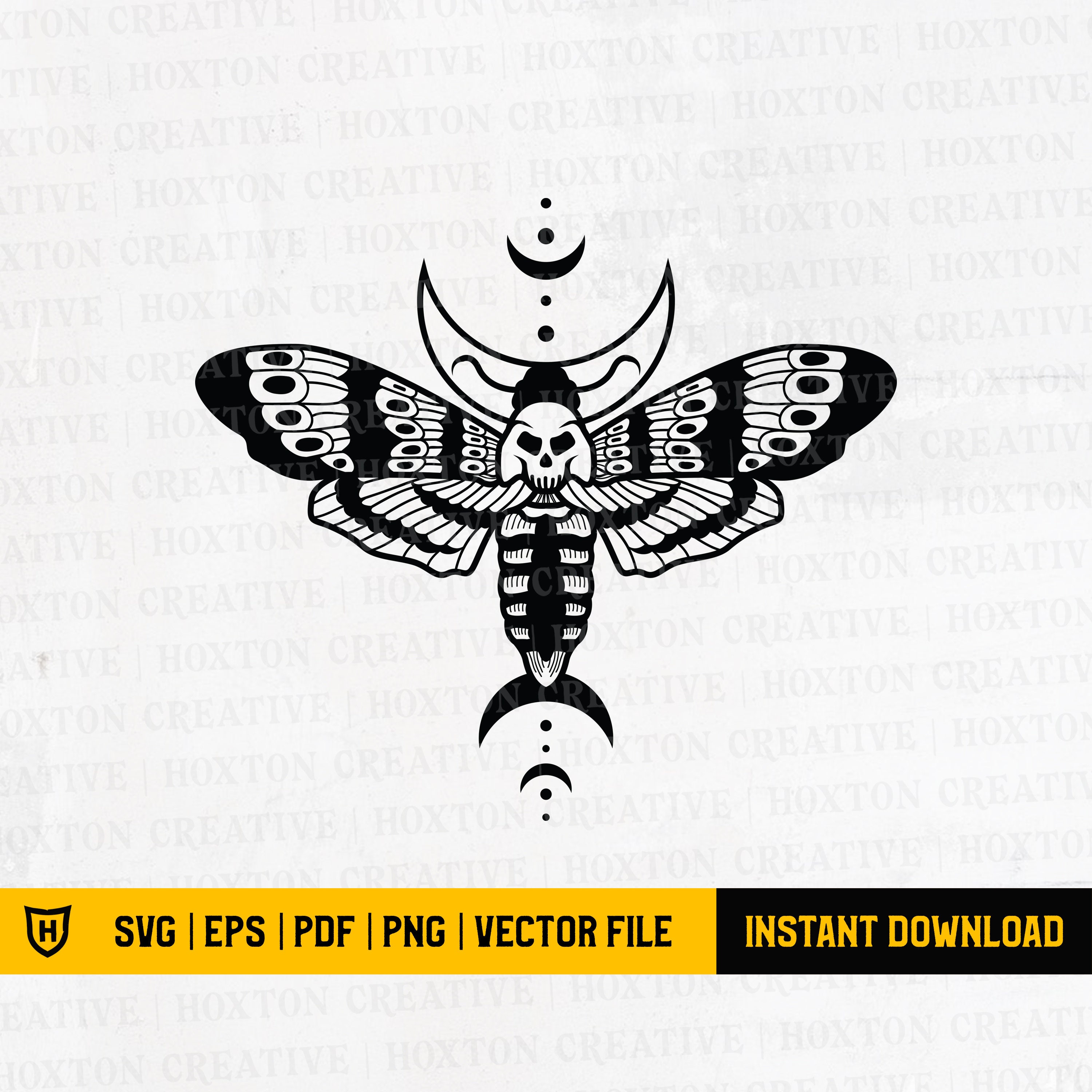 Moth Crescent Moon Svg | Gothic Svg | Death Moth Svg | Skull Butterfly ...