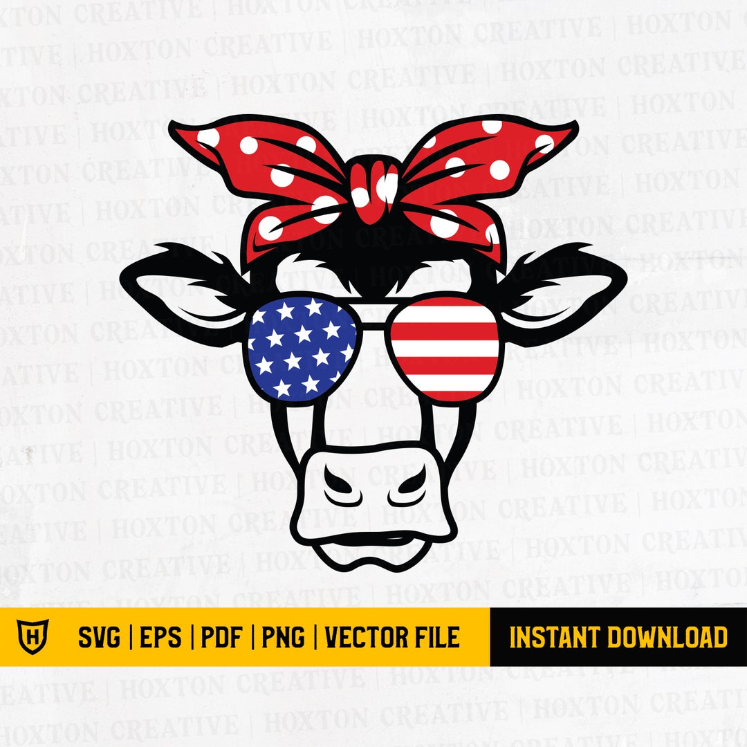 Heifer Cow USA Bandana SVG | Patriotic SVG | America Svg | Usa Bandana ...