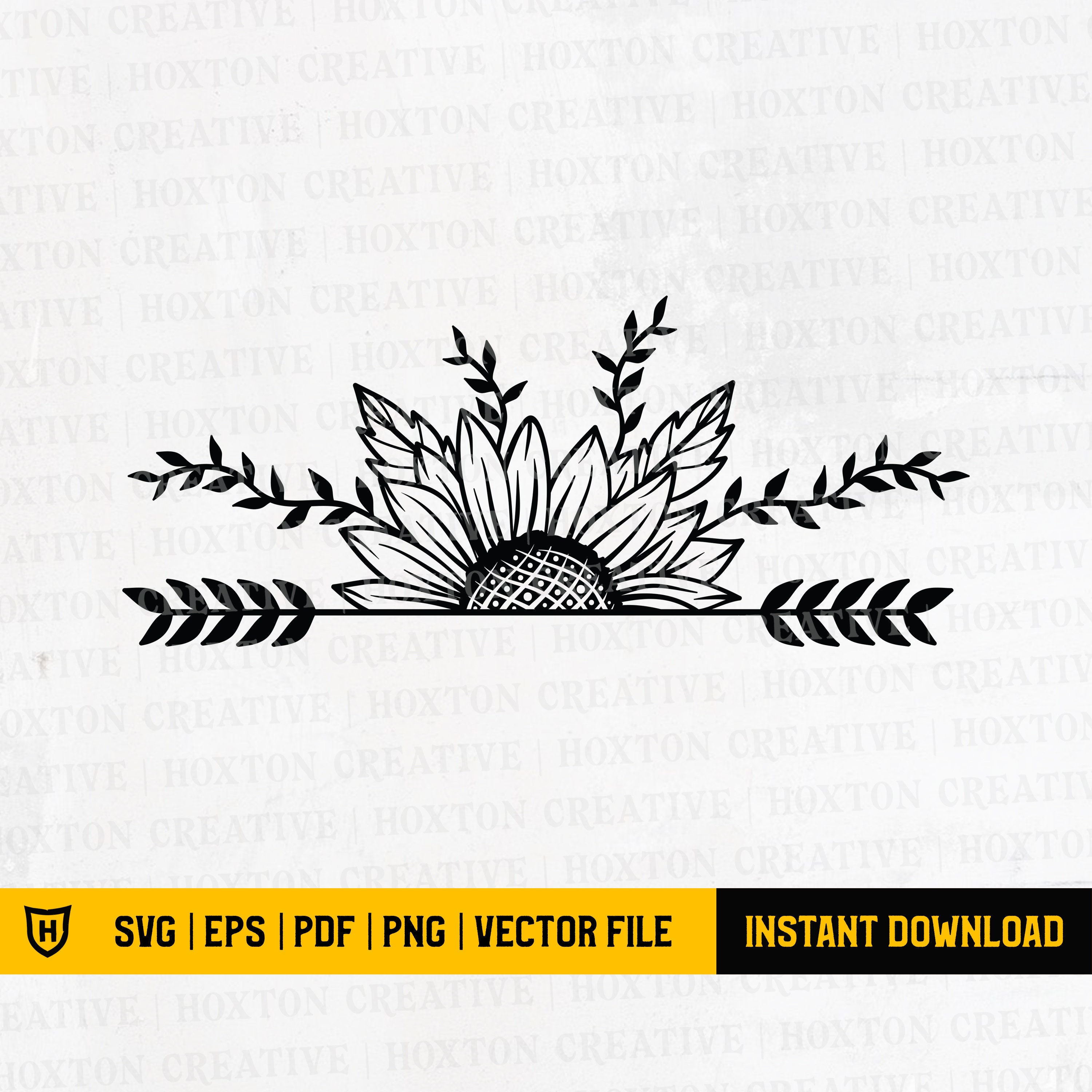 Sunflower Svg File Half Sunflower Svg Split Sunflower Svg Etsy