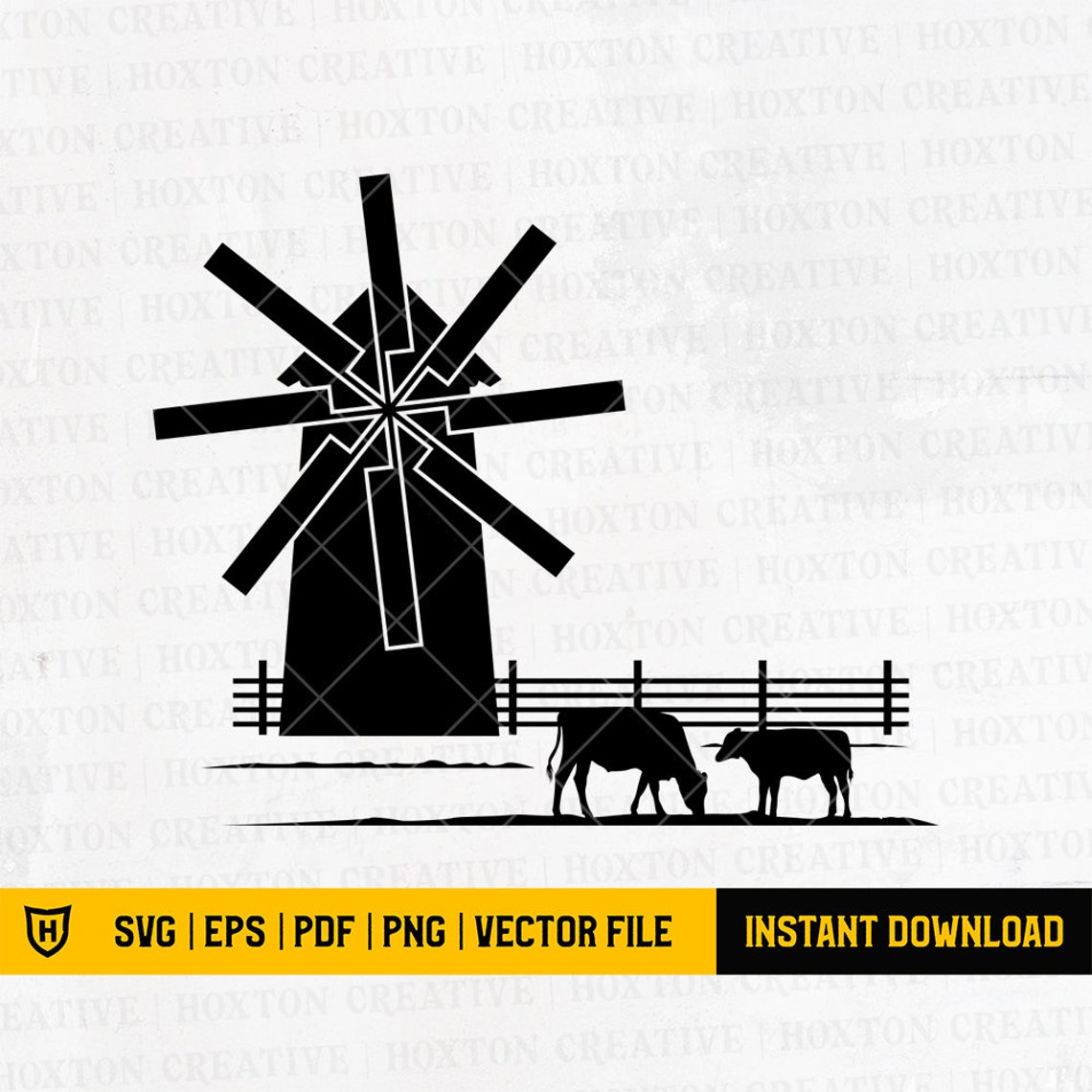 Farm Scene With Cattle and Windmill Svg File Farmer Svg - Etsy