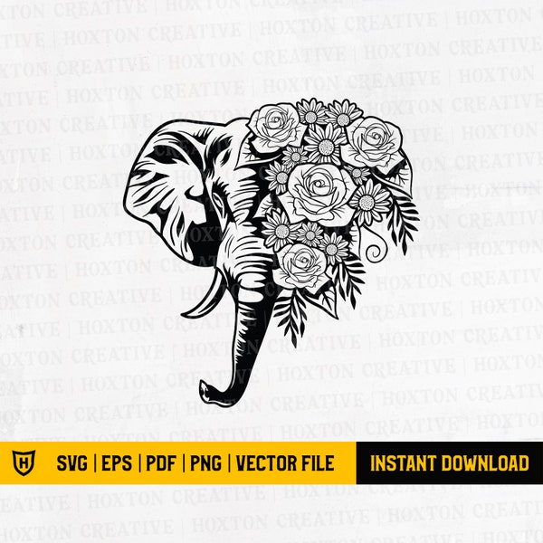 Floral Elephant - Etsy