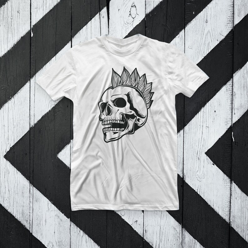 Skull With Mohawk Svg | Skull Svg | Mohawk Svg | Mohawk Hair Svg ...