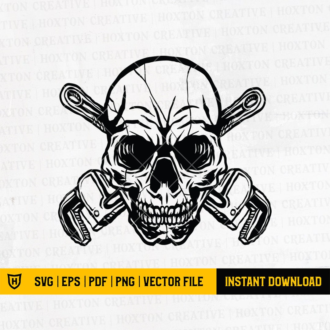 Patriotic Plumber Skull Svg File | Pipe Wrench Svg | Skull Svg | Skull ...