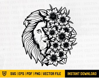 Lion Floral Svg File | Lion Head Svg | Lion Animal Svg | Lion Svg ...