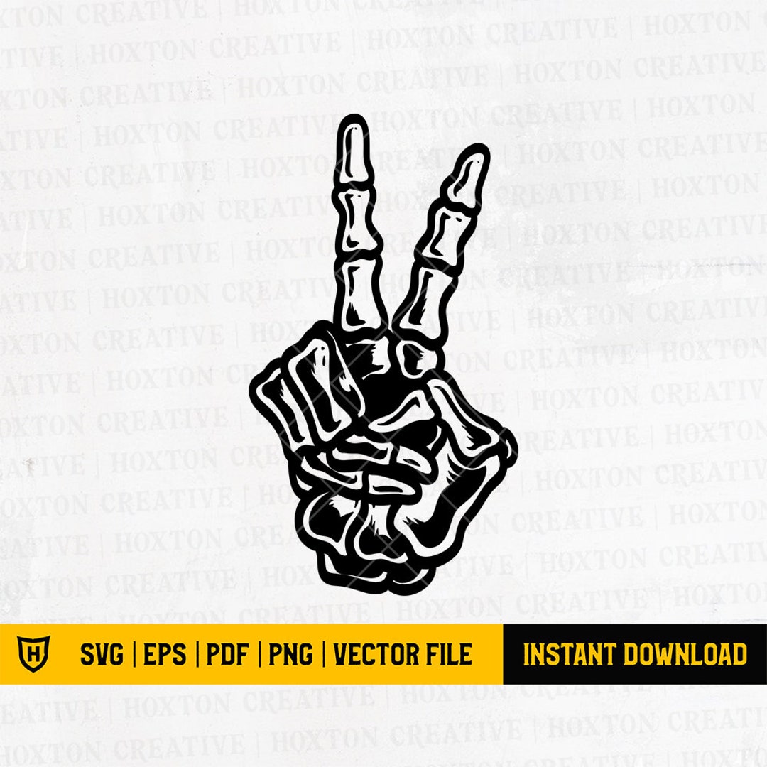 Peace Hand Skeleton Svg | Skeleton Hand Svg | Hand Sign Silhouett ...