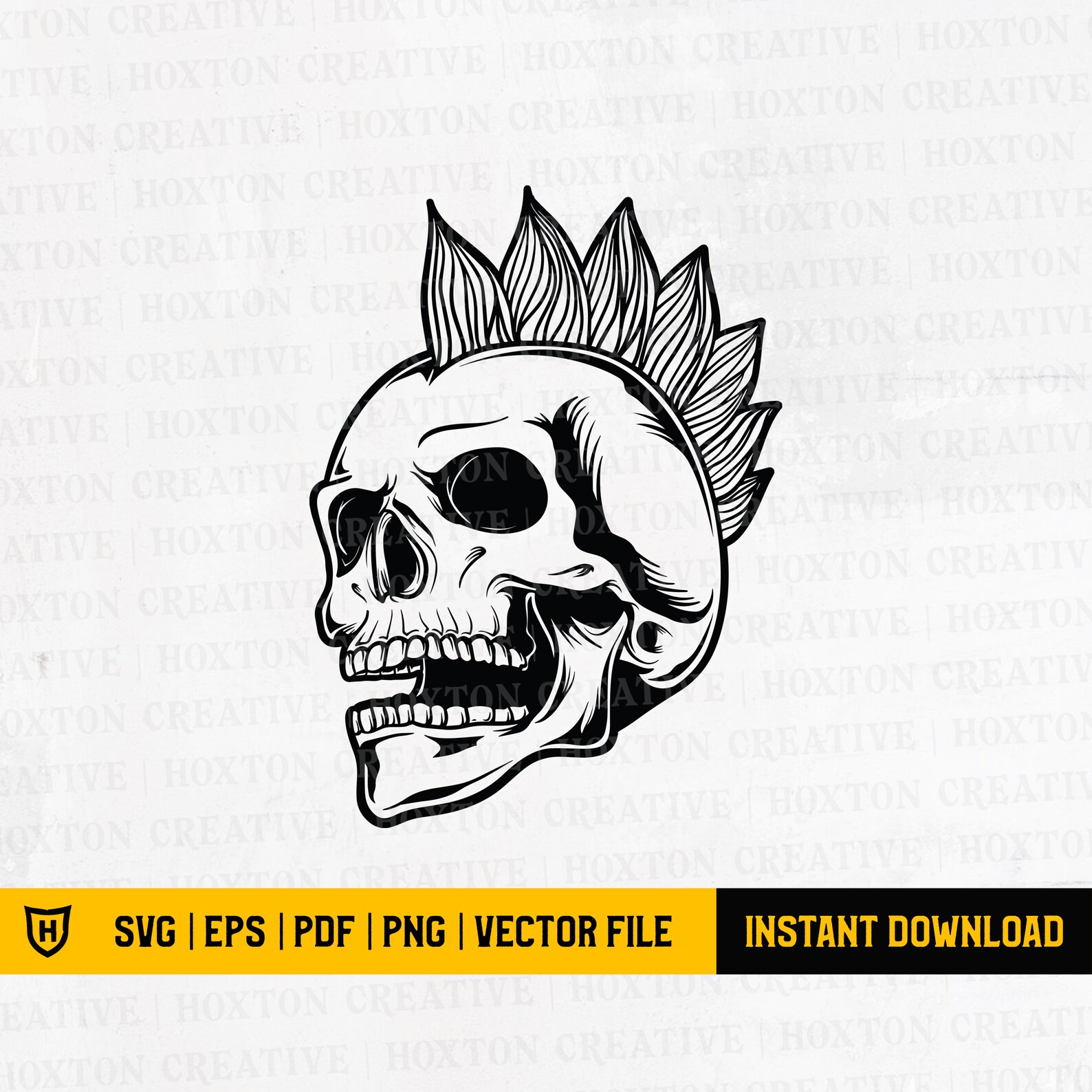 Skull With Mohawk Svg | Skull Svg | Mohawk Svg | Mohawk Hair Svg ...