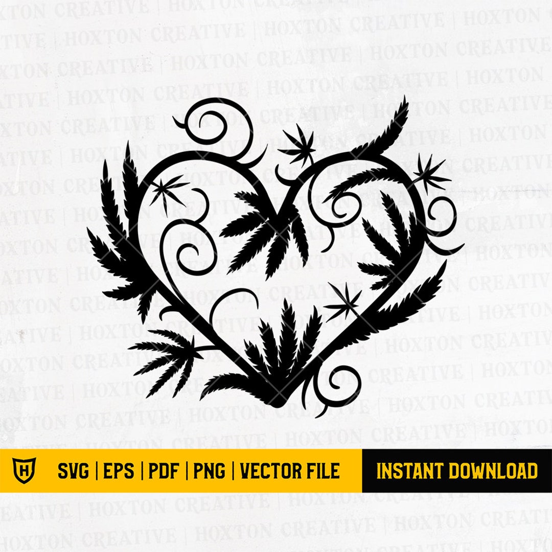 Heart Marijuana Plant Svg File | Heart Shape Cannabis | Marijuana Svg ...