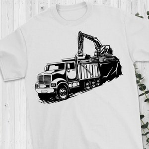 Dump Truck With Track Hoe Svg Cut File | Dump Land Clipart | Excavator ...