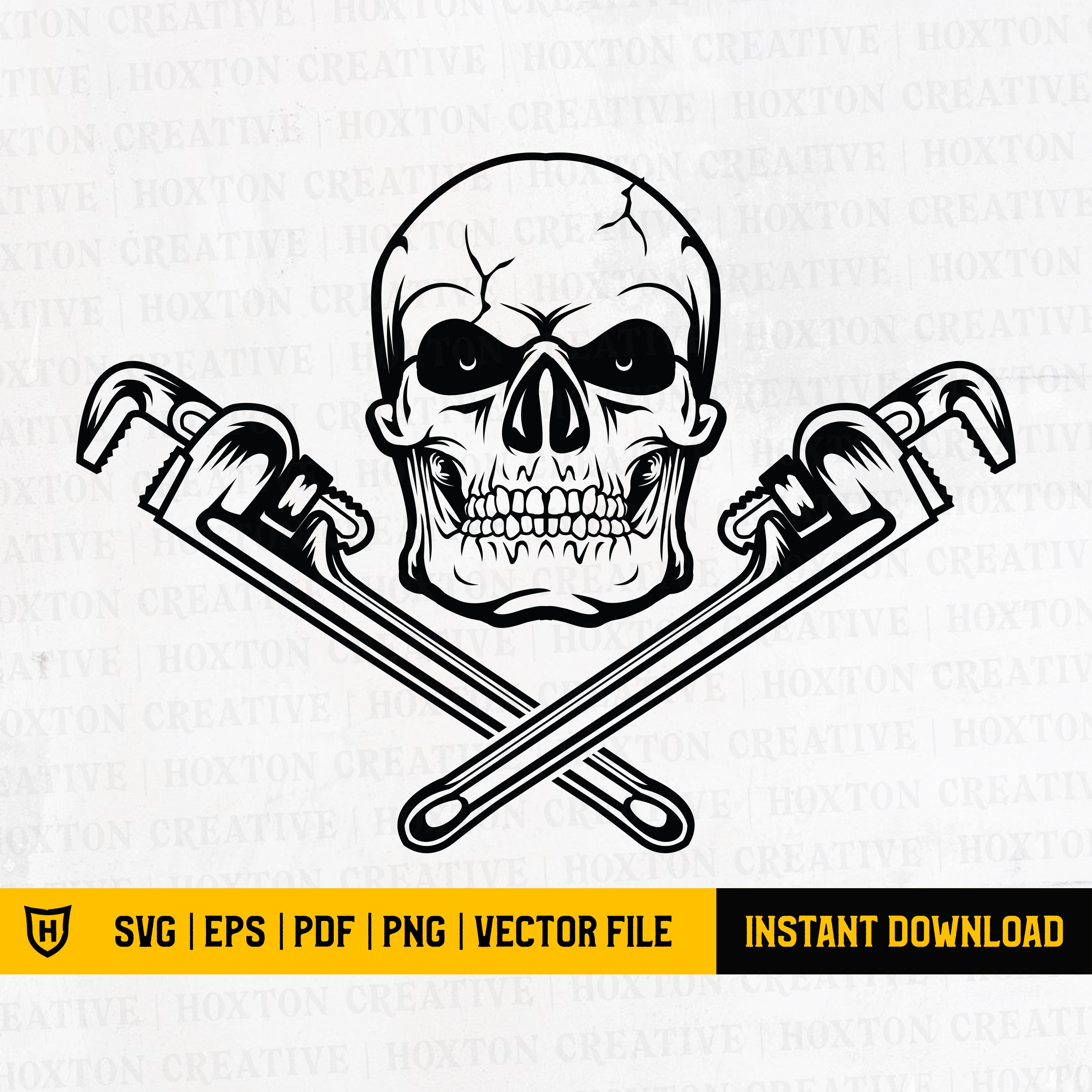 Skull And Pipe Wrench Tattoo