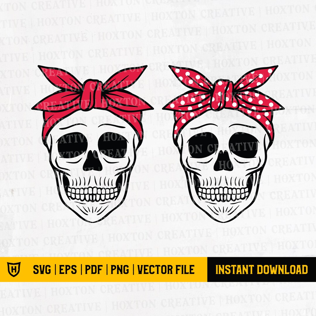 Skull Bandana Svg File | Skull Svg | Bandana Skull Svg | Skull Cut File ...