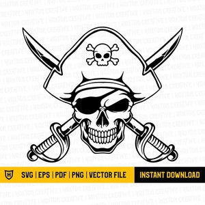 Pirate Skull Svg File | Pirate Svg | Skull Svg | Pirate Clipart ...