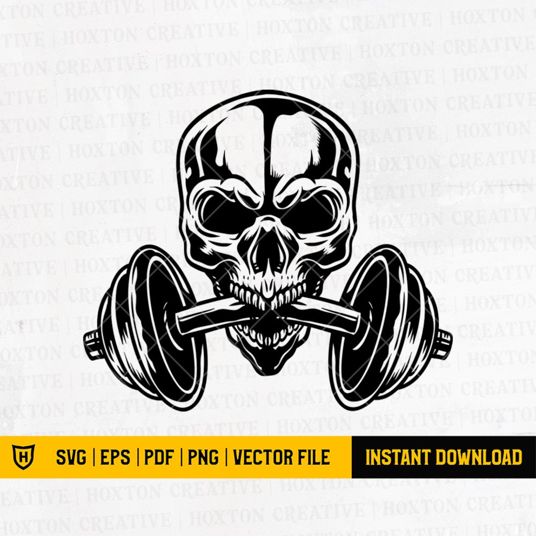 Skull Skeleton Barbell Svg File | Fitness Svg | Bodybuilding Svg ...