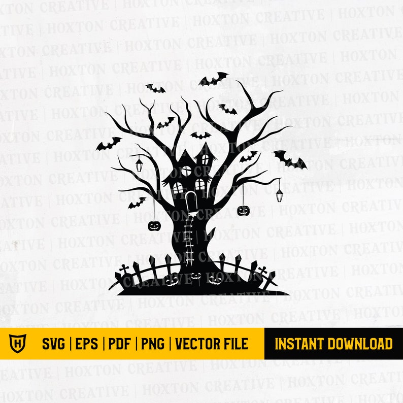 Haunted Tree House Svg File Halloween Svg Haunted House - Etsy