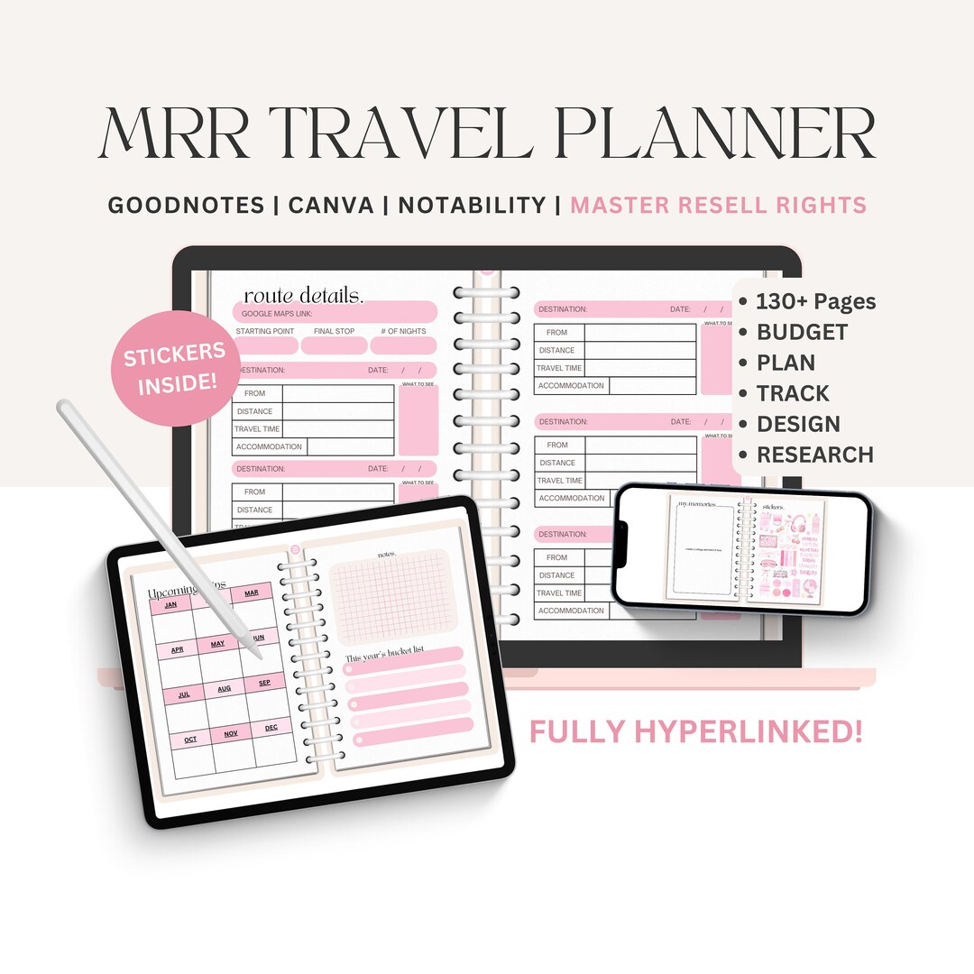 Master Resell Rights Digital Travel Planner PLR Digital Products Travel ...