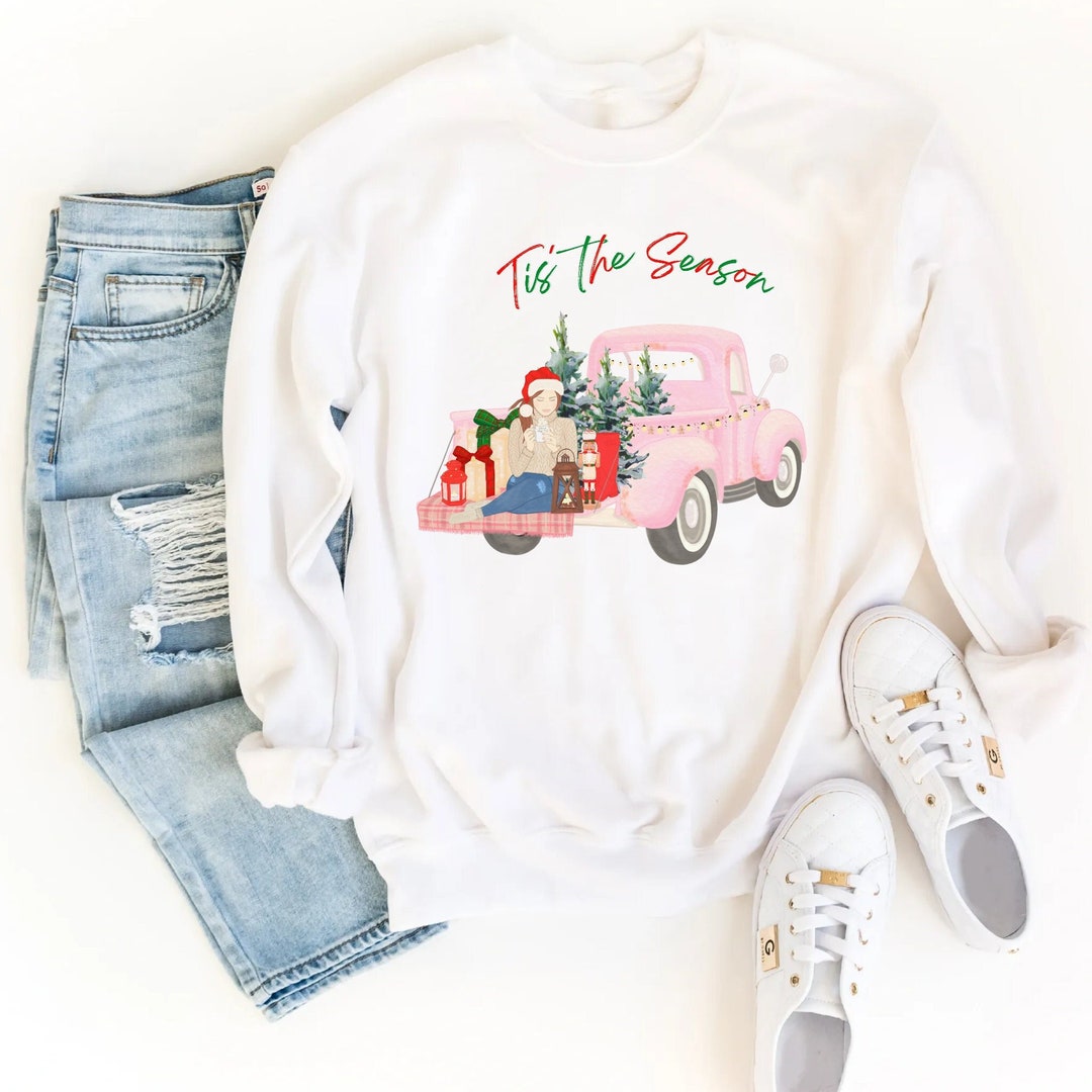 Custom Pink Christmas Sweatshirt for Women, Cute Pink Christmas Sweater ...