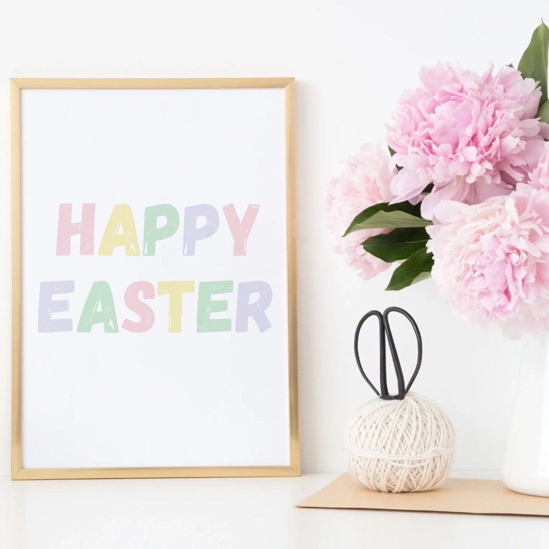 Happy Easter Printable Instant Download Easter Watercolor Wall Art ...