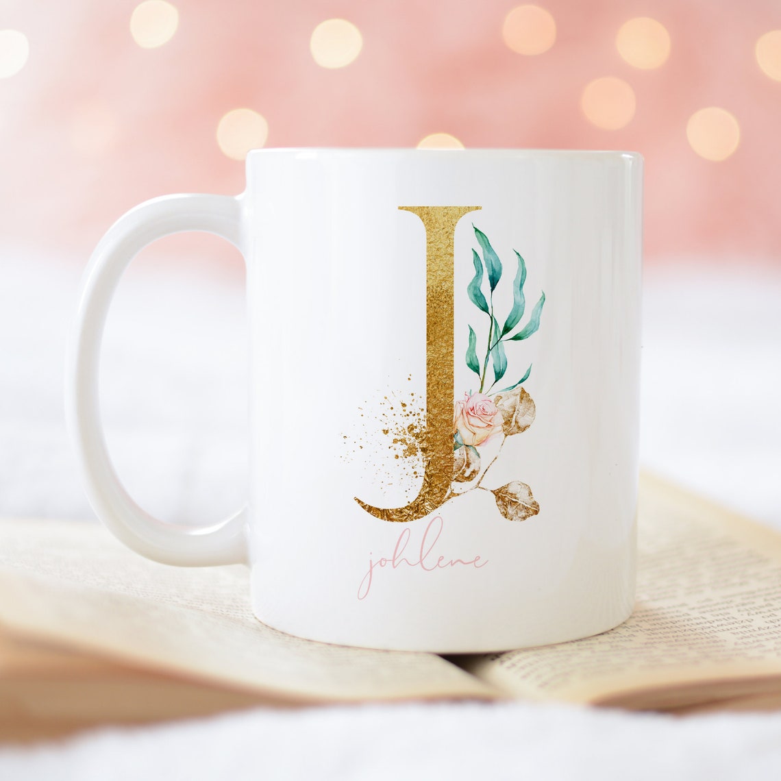 Personalized Monogram Mug Custom Floral Initial Mug Junior - Etsy