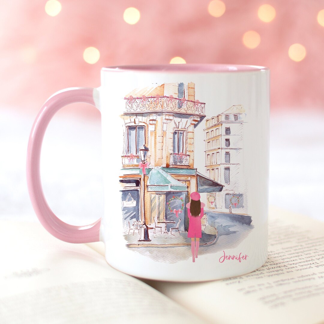 Personalized Girly Fashion Mug, Customizable Mug, Girl French Bistro ...