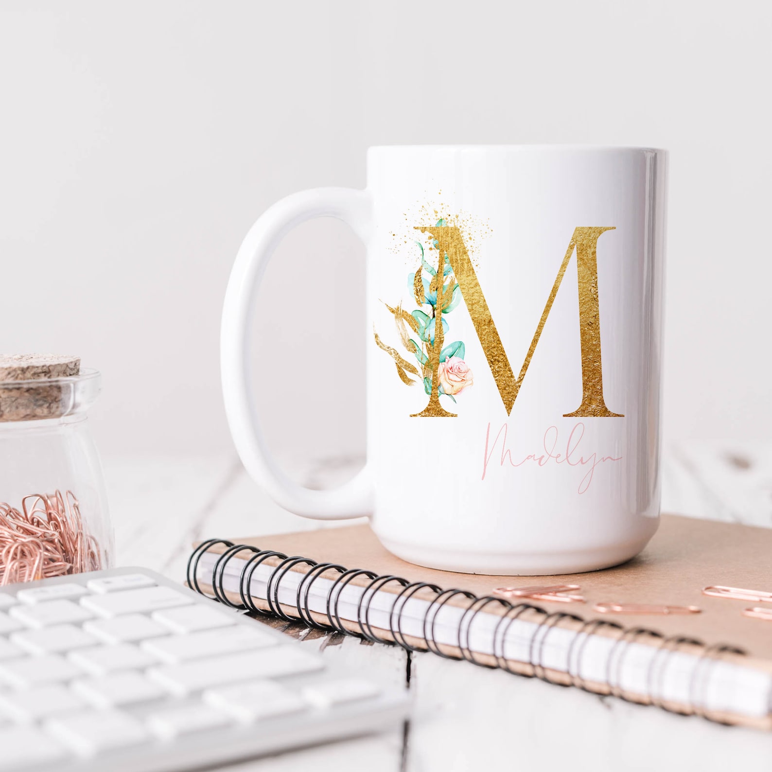Personalized Monogram Mug Custom Floral Initial Mug Junior - Etsy