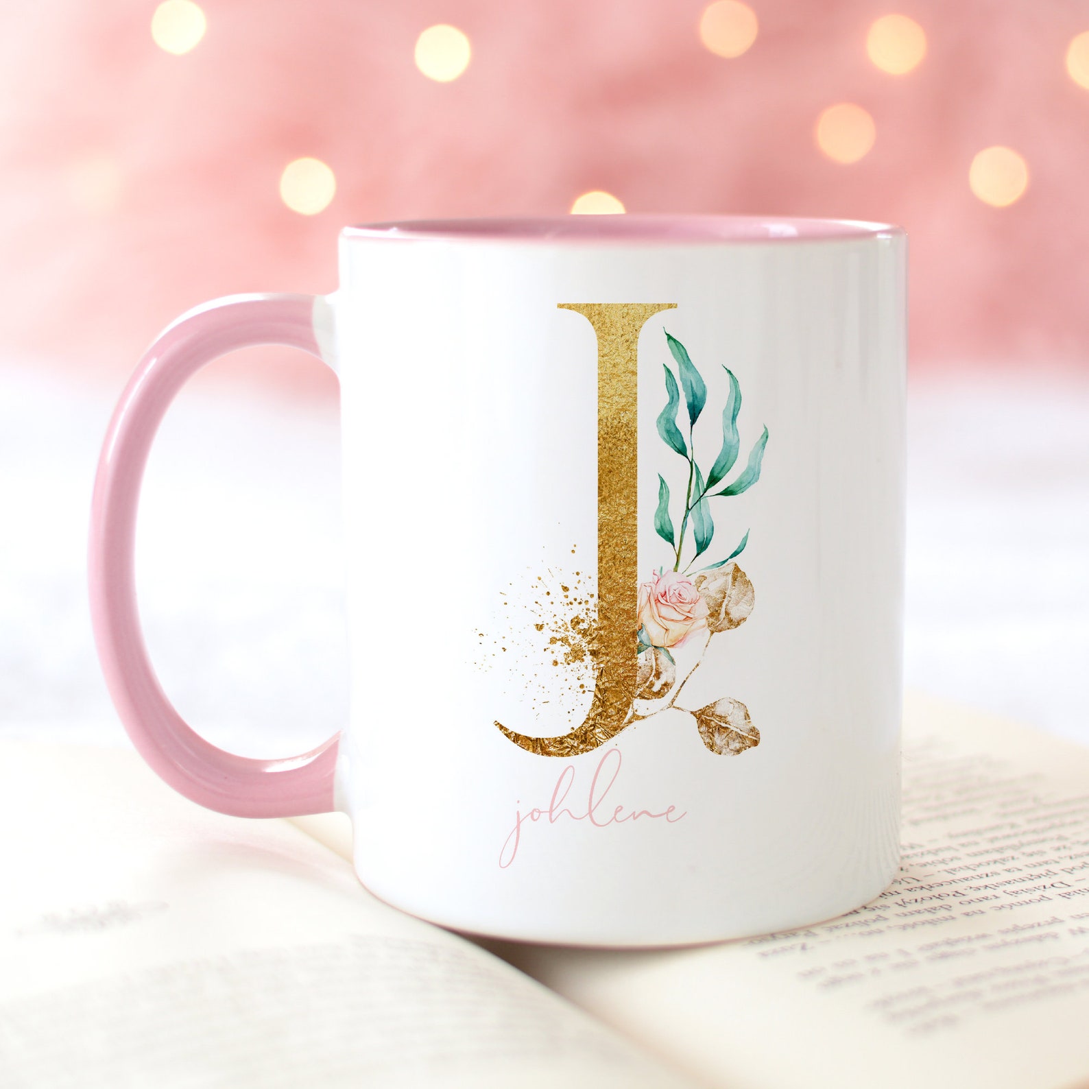 Personalized Monogram Mug Custom Floral Initial Mug Junior - Etsy