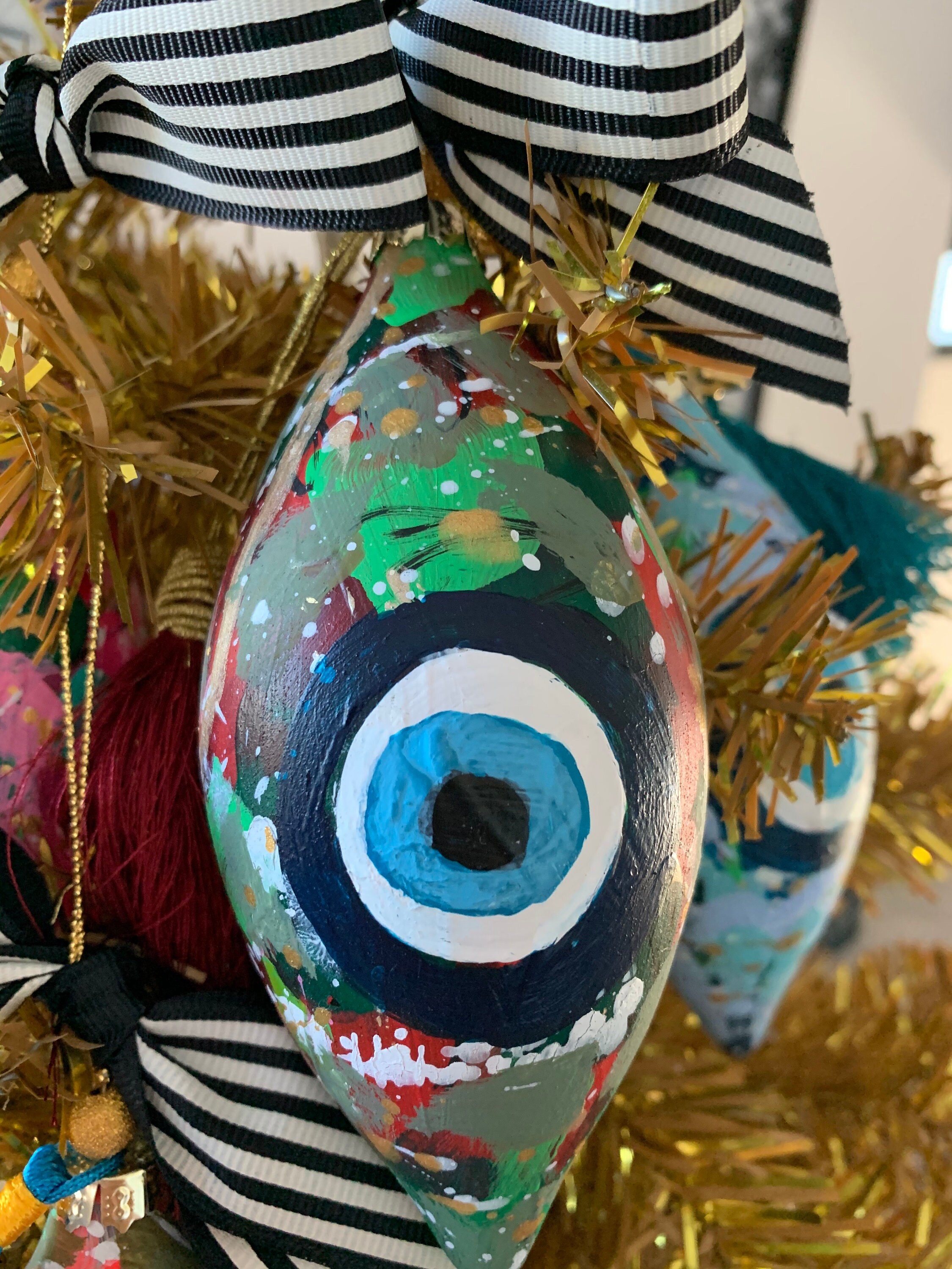Evil Eye Christmas Tree Bauble Evil Eye Decoration is Hand Painted and ...