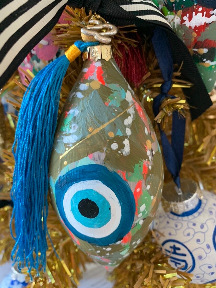 Evil Eye Christmas Tree Bauble Evil Eye Decoration is Hand Painted and ...