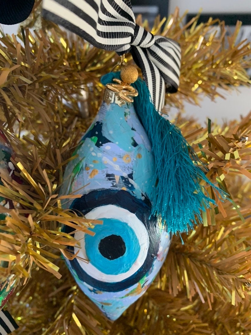 Evil Eye Christmas Tree Bauble Evil Eye Decoration is Hand Painted and ...
