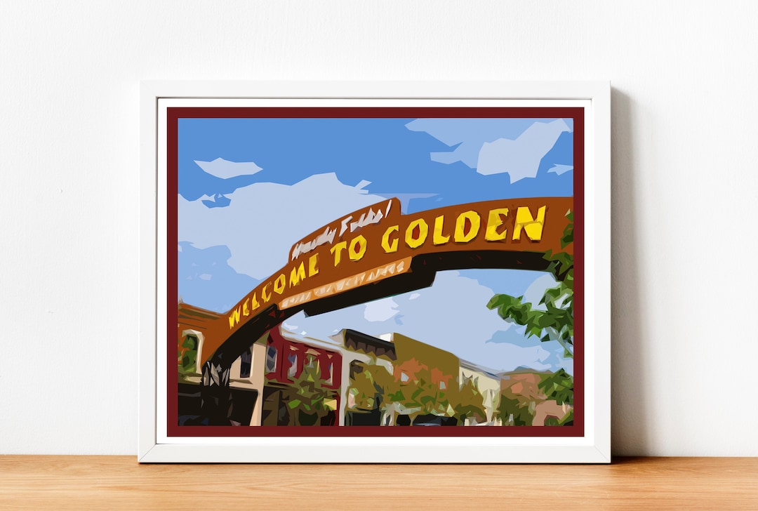 Golden Colorado Arch, Colorado Poster, Vintage Tourism Art, Gift From ...