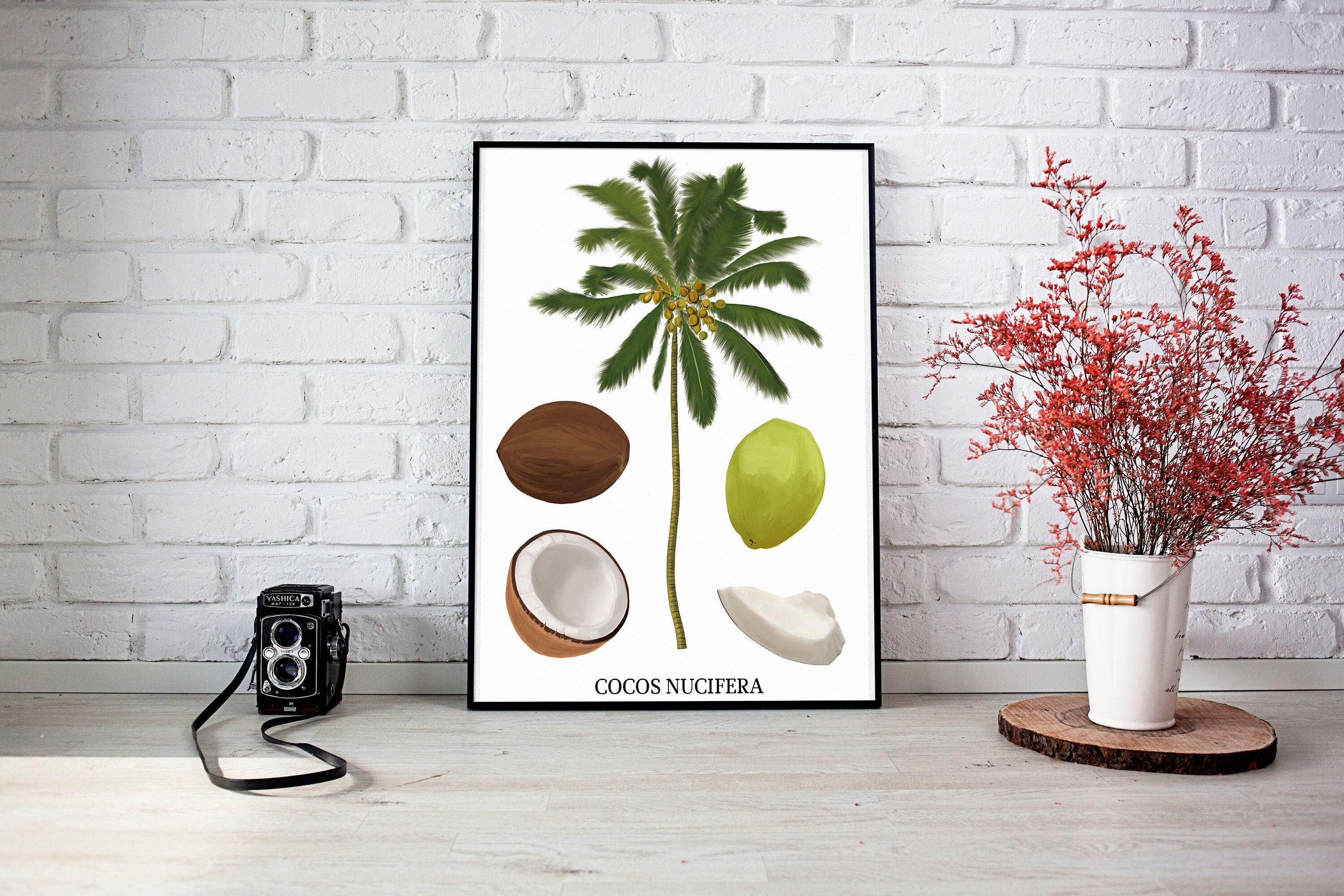 Palm Tree Print Coconut Print Digital Painting Coconut Art | Etsy