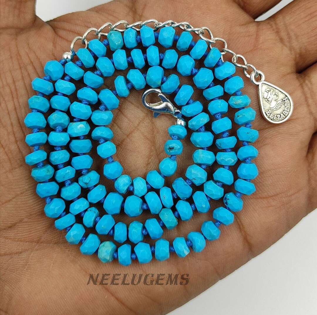 Hand Knotted Blue Turquoise Necklace,turquoise Knotted Necklace ...