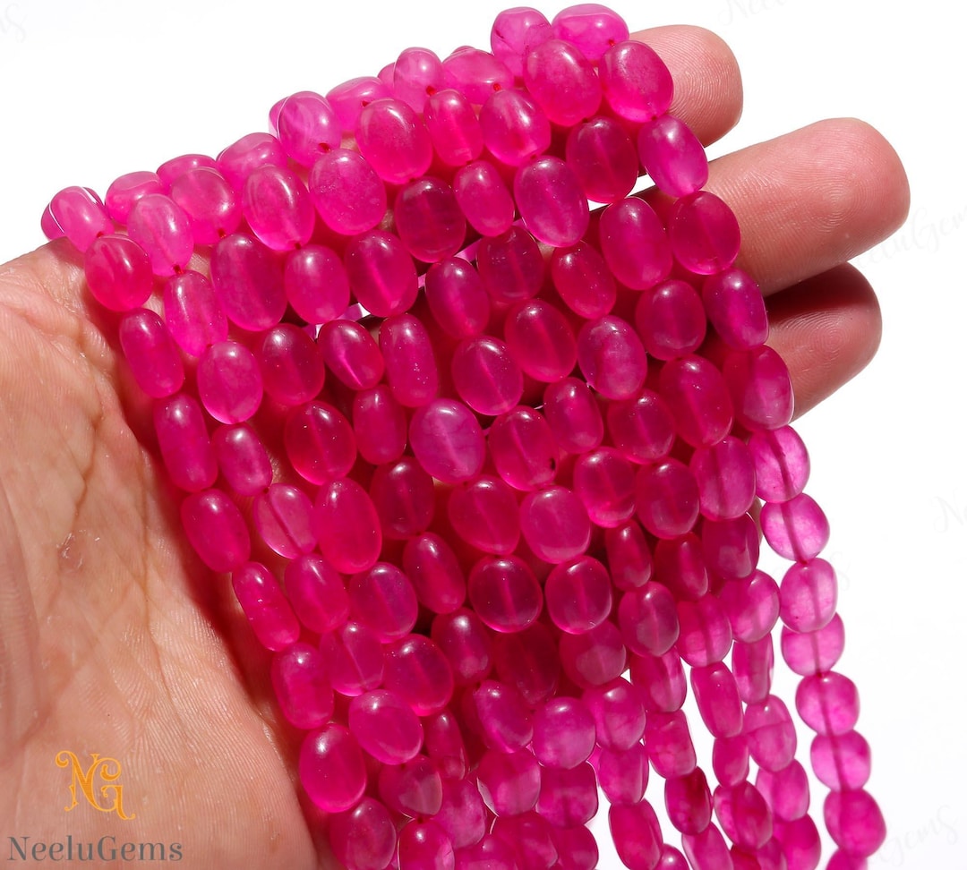 AAA+ Pink Chalcedony Smooth Oval Shape Gemstone Beads,chalcedony Plain ...