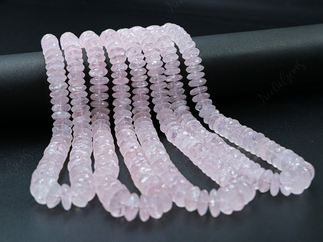 Natural Pink Rose Quartz German Cut Faceted Rondelle Beads,rose Quartz ...