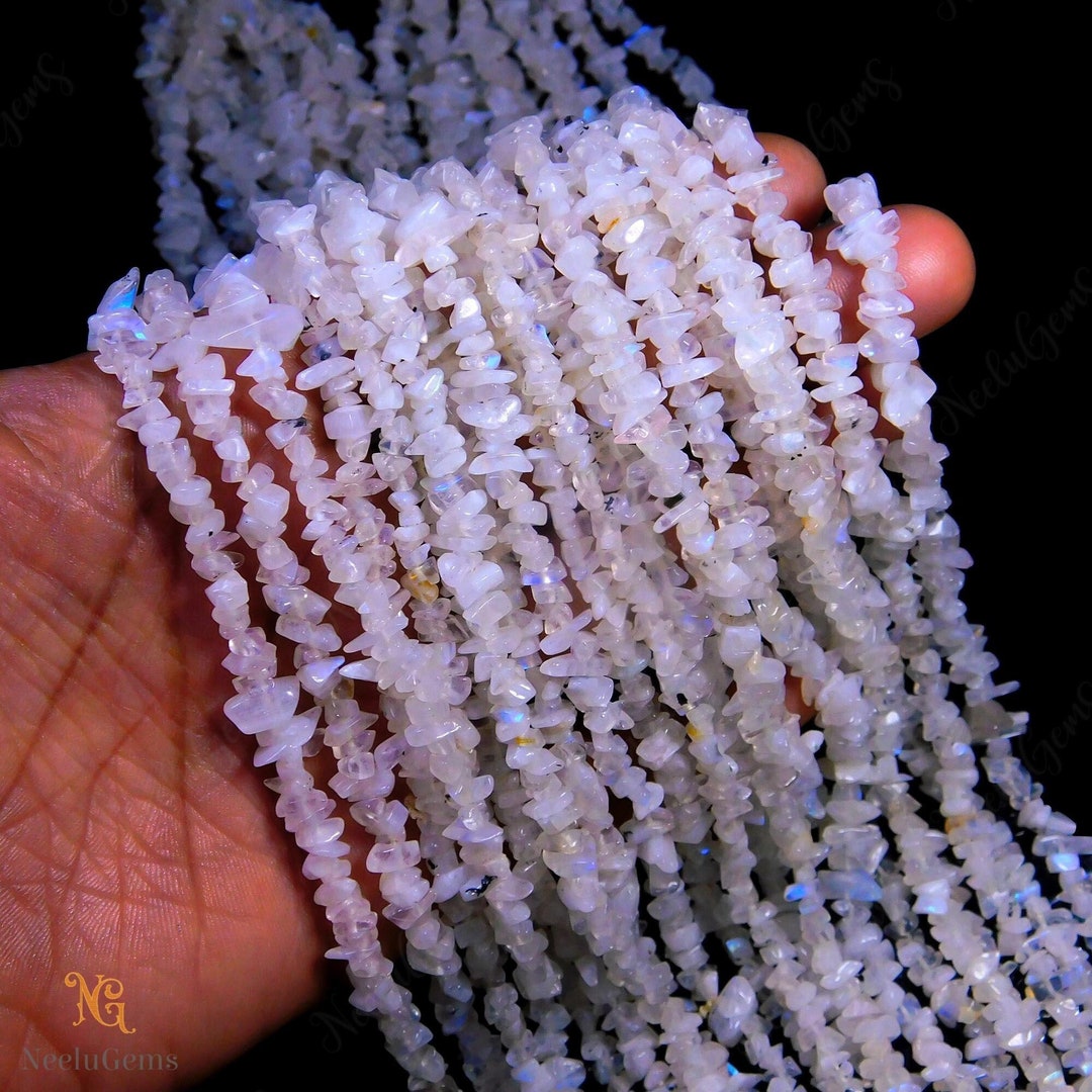 AAA+ White Rainbow Uncut Chip Beads,natural Rainbow Moonstone Raw Rough ...