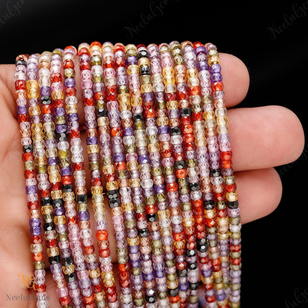 AAA Quality Multicolor Zircon Micro Cut Rondelle Faceted Gemstone Beads ...