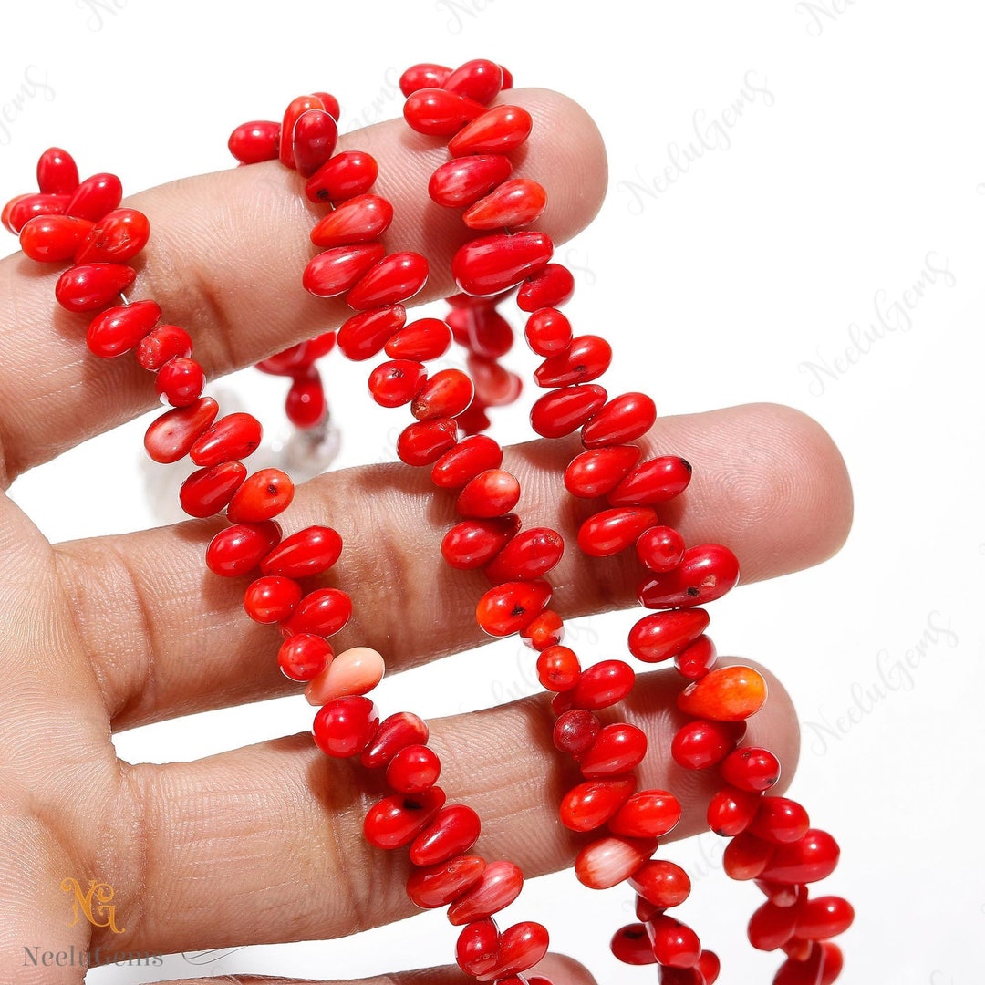 Natural Red Bamboo Coral Smooth Teardrop Shape Gemstone Beads,red Coral ...