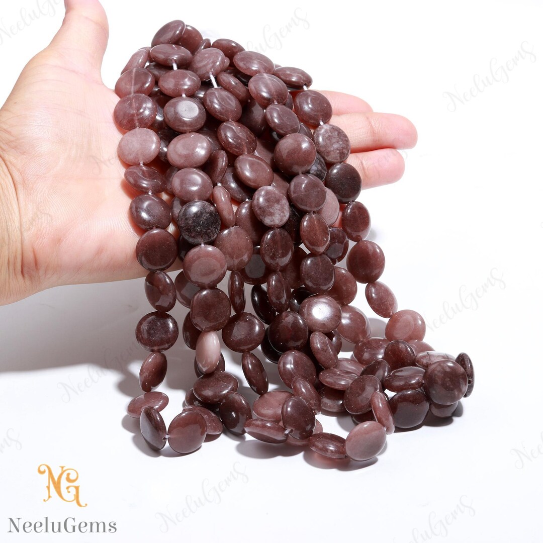 AAA+ Chocolate Moonstone Quartz Smooth Coin Gemstone Beads,chocolate ...