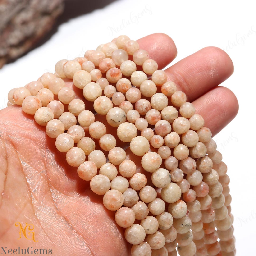 Natural Sunstone Smooth Round Shpe Gemstone Beads,sunstone Plain Round ...