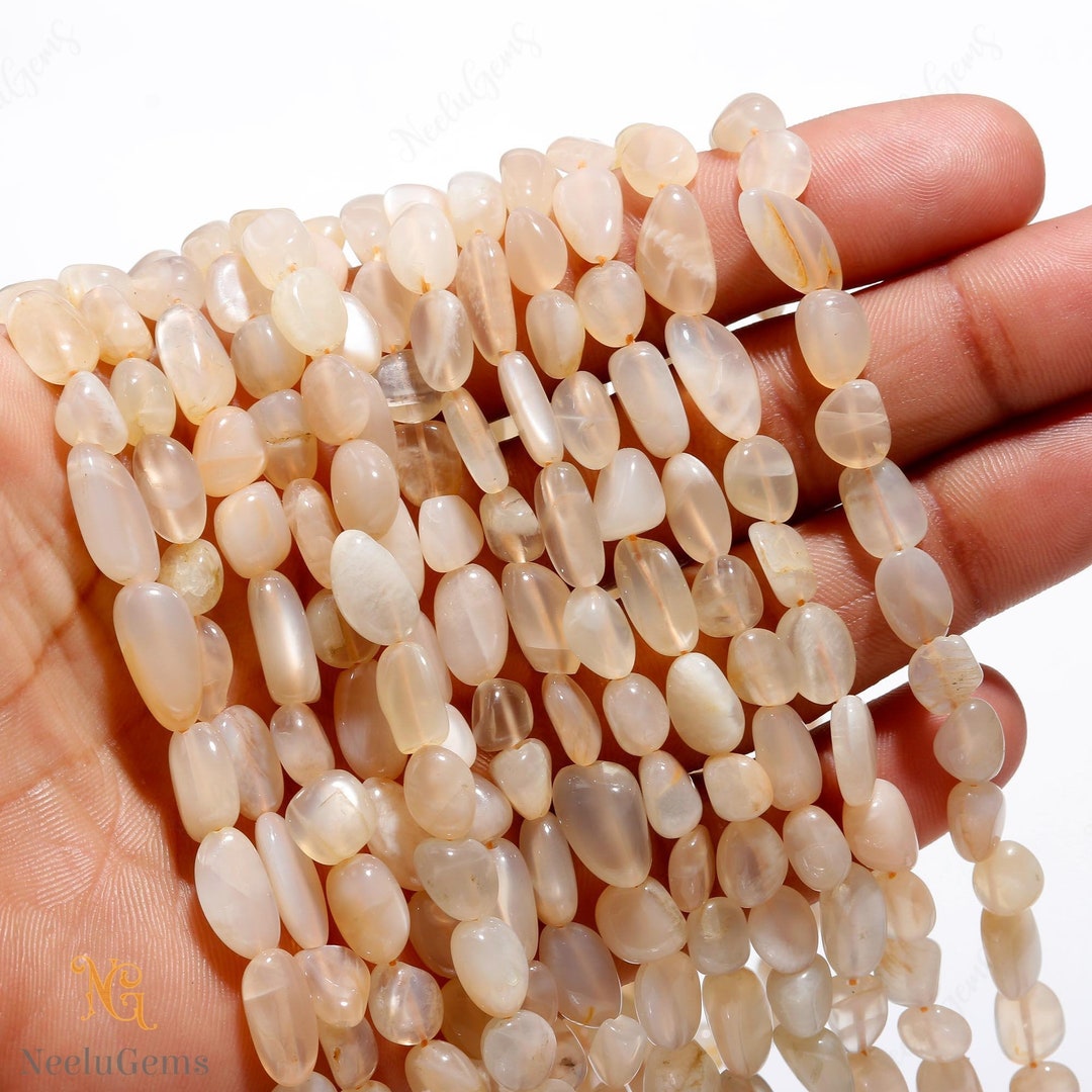 Natural Peach Moonstone Smooth Nugget Shape Gemstone Beads,moonstone ...