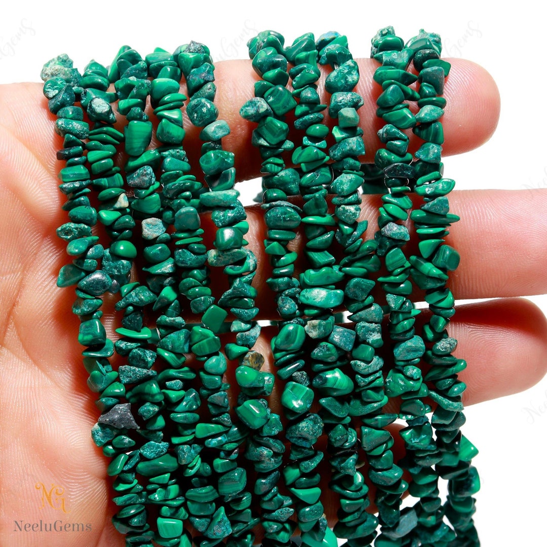 AAA+ Green Malachite Uncut Chip Beads,natural Green Malachite Raw Rough ...