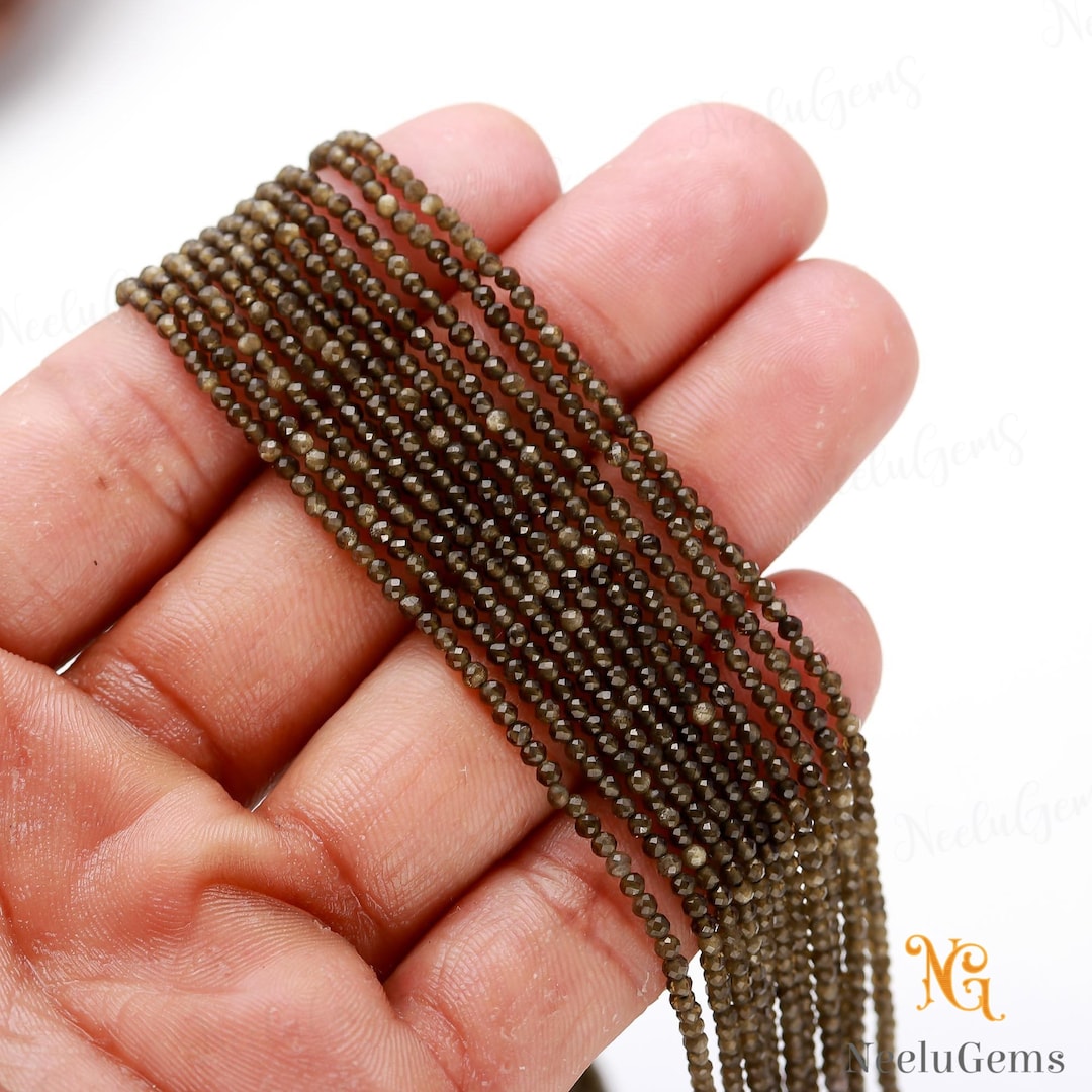 AAA+ Natural Green Cats Eye Microcut Faceted Beads,1.9-2 MM Cats Eye ...