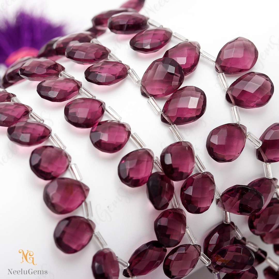 AAA+ Quality Pink Rhodolite Quartz Faceted Pears Gemstone Beads ...