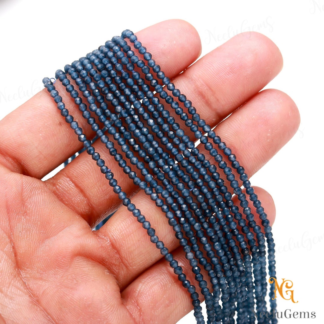 AAA+ Natural Blue Iolite Quartz Microcut Faceted Rondelle Gemstone ...