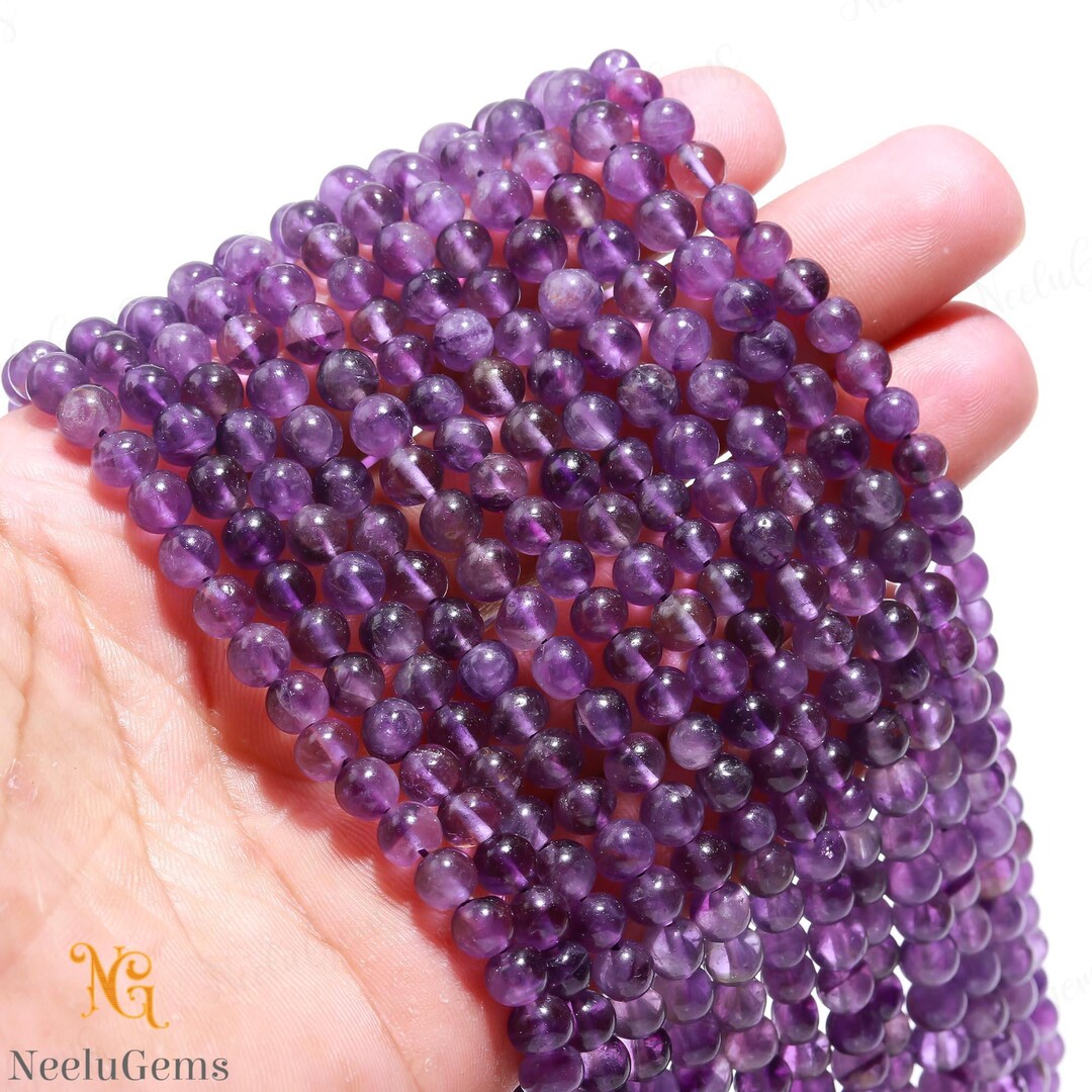 AAA+ Natural Africian Amethyst Smooth Round Gemstone Beads,purple ...