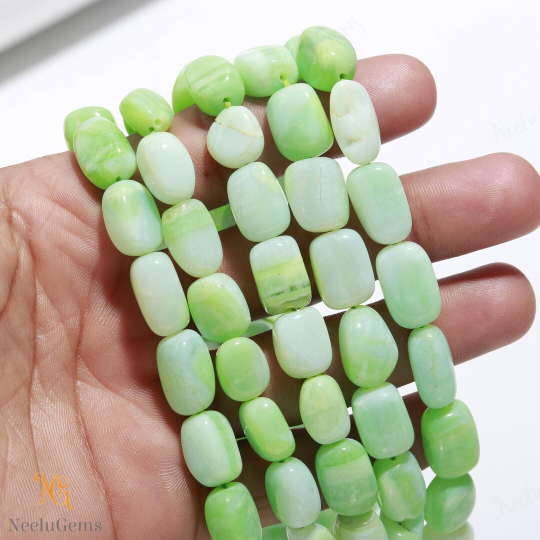 Natural Green Opal Smooth Nugget Shape Gemstone Beads,peruvian Green ...