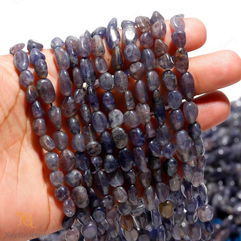 AAA+ Blue Iolite Smooth Nugget Beads,natural Iolite Quartz Tiny Pebble ...