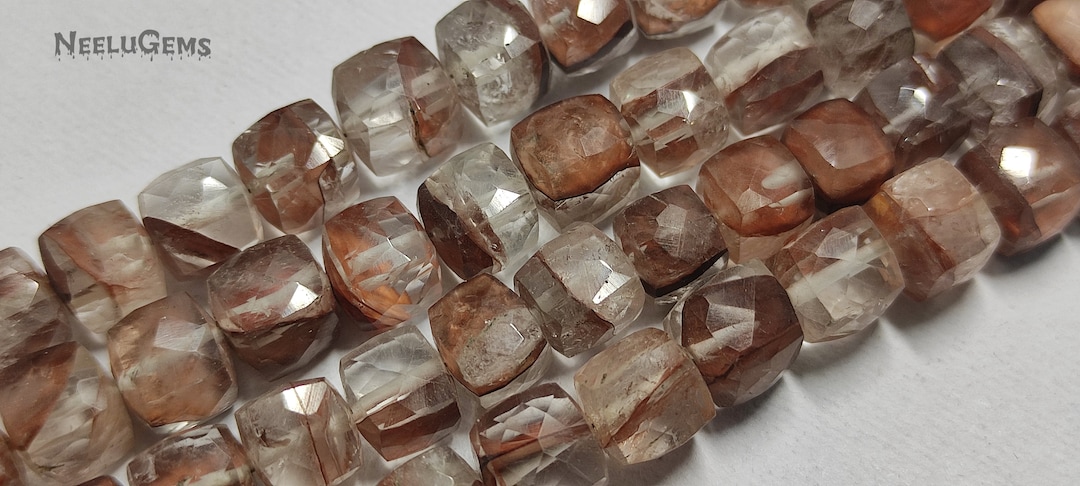 Natural Tangerine Quartz Faceted Cube Box Shape Gemstone Beads ...